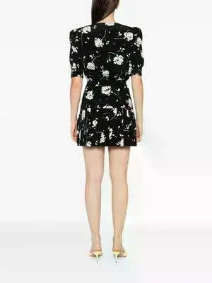 Alessandra Rich Rose-print Mini Dress