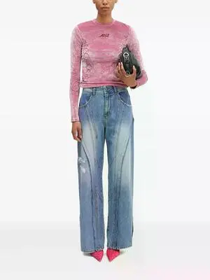 Andersson Bell Velvet Lace-up Long Sleeve Top