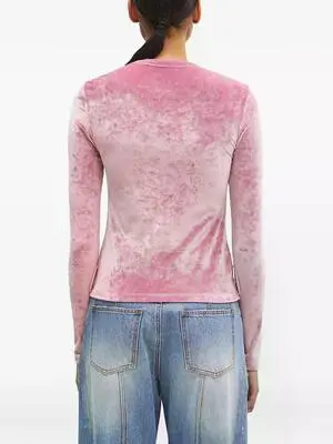 Andersson Bell Velvet Lace-up Long Sleeve Top