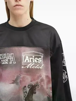 Aries Mesh-panel Graphic Long-sleeve T-shirt