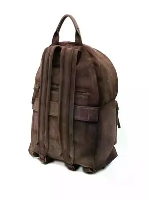 Officine Creative Logo Detail Suede Backpack With Zip Puller