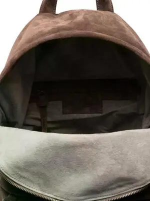Officine Creative Logo Detail Suede Backpack With Zip Puller