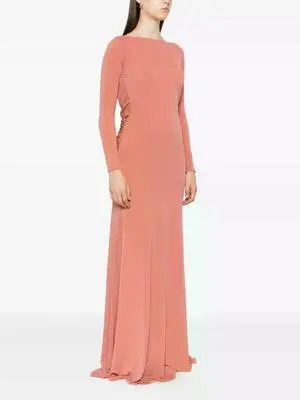 Alex Perry Open-back Long-sleeve Maxi Dress
