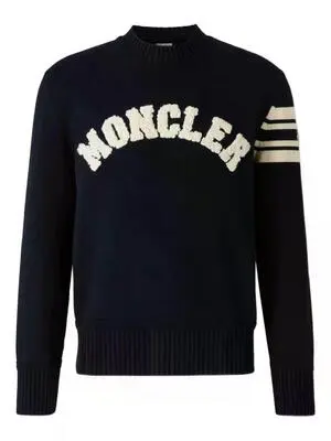 Moncler Logo-embroidered Striped-sleeve Sweater