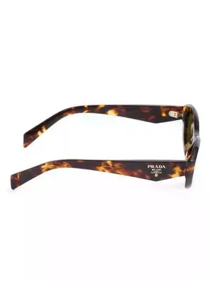 Prada Symbole Oval-frame Tortoiseshell Sunglasses - Brown