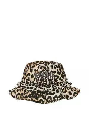 GANNI Logo-embroidered Bucket Hat - Brown
