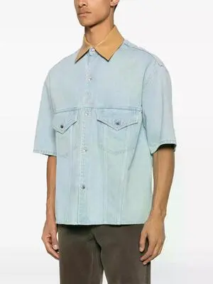Nanushka Leather-collar Denim Shirt