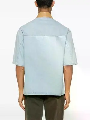 Nanushka Leather-collar Denim Shirt