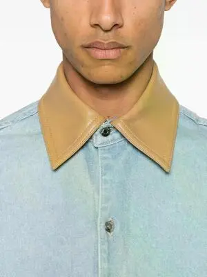 Nanushka Leather-collar Denim Shirt