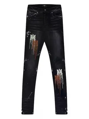 Amiri Paint-drip Jeans - Black