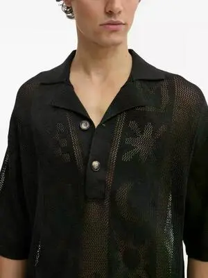 Nanushka Graphic-pattern Mesh Polo Shirt