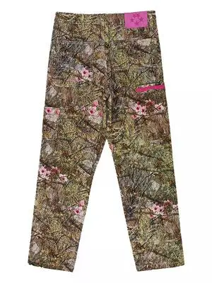 SP5DER Floral Camouflage Print Jeans - Green
