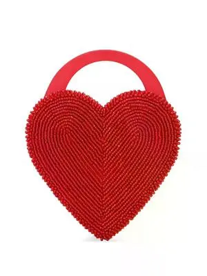 VANINA Reine De Coeur Beaded Heart Clutch Bag - Red