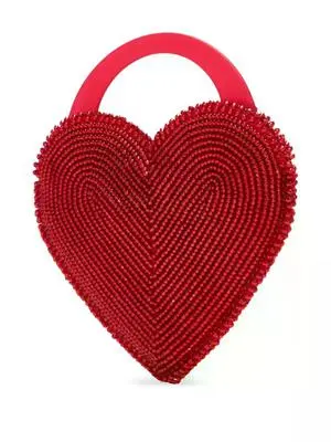 VANINA Reine De Coeur Beaded Heart Clutch Bag - Red