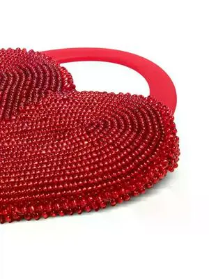 VANINA Reine De Coeur Beaded Heart Clutch Bag - Red