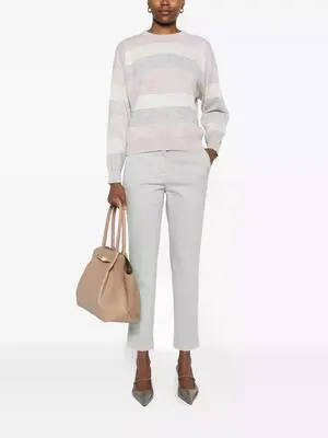 Peserico Striped Crew-neck Sweater - Neutrals