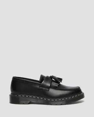 Dr. Martens Adrian White Stitch Smooth Leather Loafers - Black