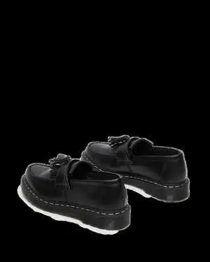 Dr. Martens Adrian White Stitch Smooth Leather Loafers - Black