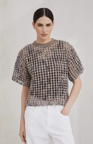 Brunello Cucinelli Balloon Net Knit T-shirt
