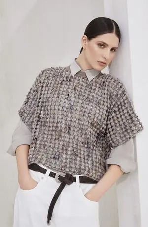 Brunello Cucinelli Balloon Net Knit T-shirt