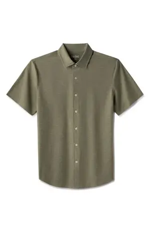 RHONE Brezza Performance Short Sleeve Button-up Shirt - Green Sage