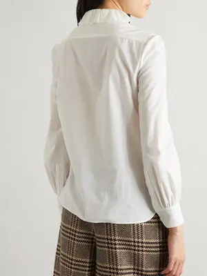 Saint Laurent Lace-trimmed Cotton-poplin Shirt