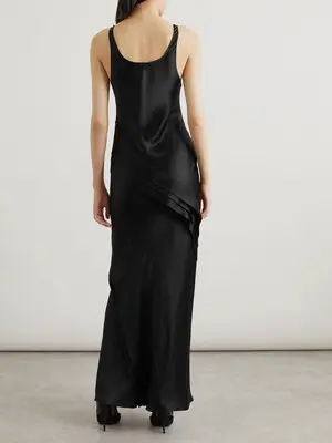 Saint Laurent Asymmetric Tiered Silk-satin Maxi Dress