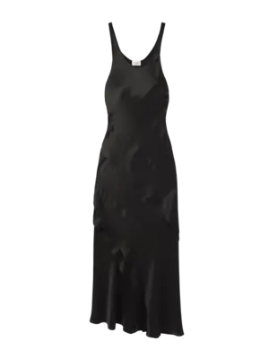 Saint Laurent Asymmetric Tiered Silk-satin Maxi Dress - Black