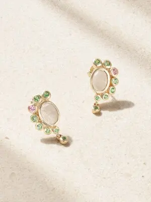 Pascale Monvoisin Jasmine 9-karat Moonstone And Tsavorite Earrings - Gold
