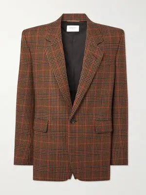 Saint Laurent Prince Of Wales Checked Wool Blazer