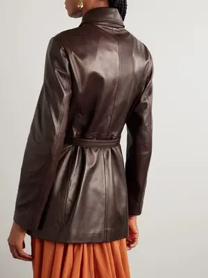 Nour Hammour Ramona Paneled Leather Jacket With Belt