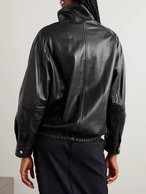 Nour Hammour Ariste Oversized Paneled Leather Jacket - Black