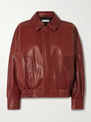 Nour Hammour Dalma Paneled Leather Bomber Jacket