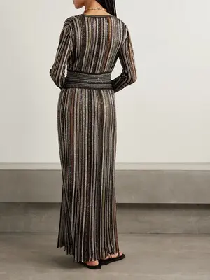 Missoni Wrap-effect Sequin-embellished Striped Jersey Maxi Dress