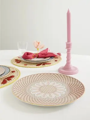 La DoubleJ Napoli Gold-plated Porcelain Serving Platter - Pink