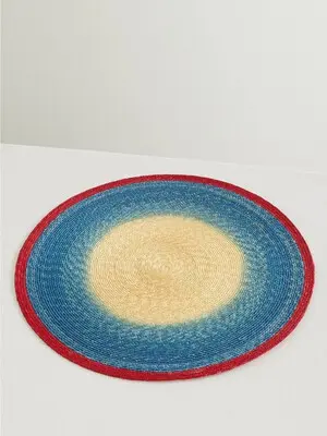 La DoubleJ Sunset Set Of Two Painted Straw Placemats - Blue