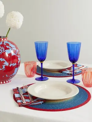 La DoubleJ Sunset Set Of Two Painted Straw Placemats