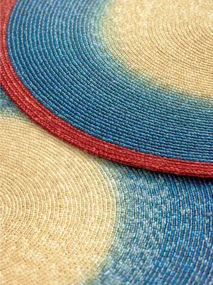 La DoubleJ Sunset Set Of Two Painted Straw Placemats