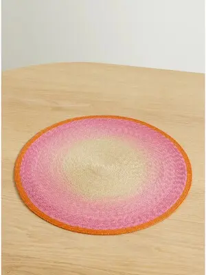 La DoubleJ Sunset Set Of Two Painted Straw Placemats - Pink