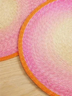 La DoubleJ Sunset Set Of Two Painted Straw Placemats