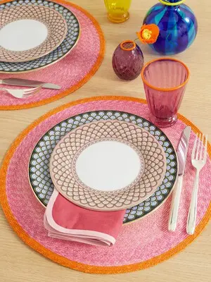 La DoubleJ Set Of Two Gold-plated Porcelain Dessert Plates - Pink