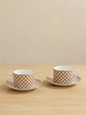 La DoubleJ Impero Gold-plated Porcelain Teacup And Saucer Set - Pink