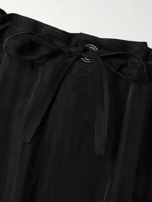 Balenciaga Striped Satin-jacquard Wide-leg Pants - Black