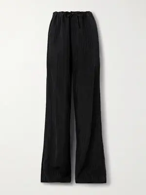 Balenciaga Striped Satin-jacquard Wide-leg Pants - Black