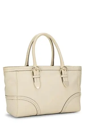 Gucci Pebbled Leather Tote - White