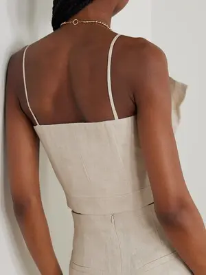 ANDRES OTALORA Amapolas Pleated Linen Bustier Top