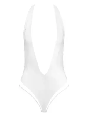 MAISON CLOSE Pure Tentation V-neck Bodysuit - White
