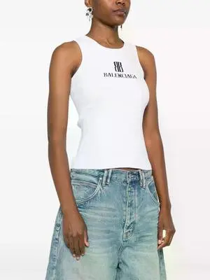 Balenciaga Logo-intarsia Sleeveless Tank Top - White