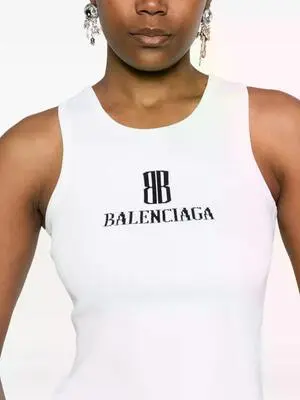 Balenciaga Logo-intarsia Sleeveless Tank Top - White