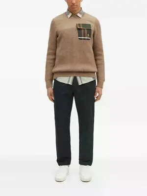 BARACUTA X Barbour Miller Ribbed Panelled-pocket Jumper - Brown